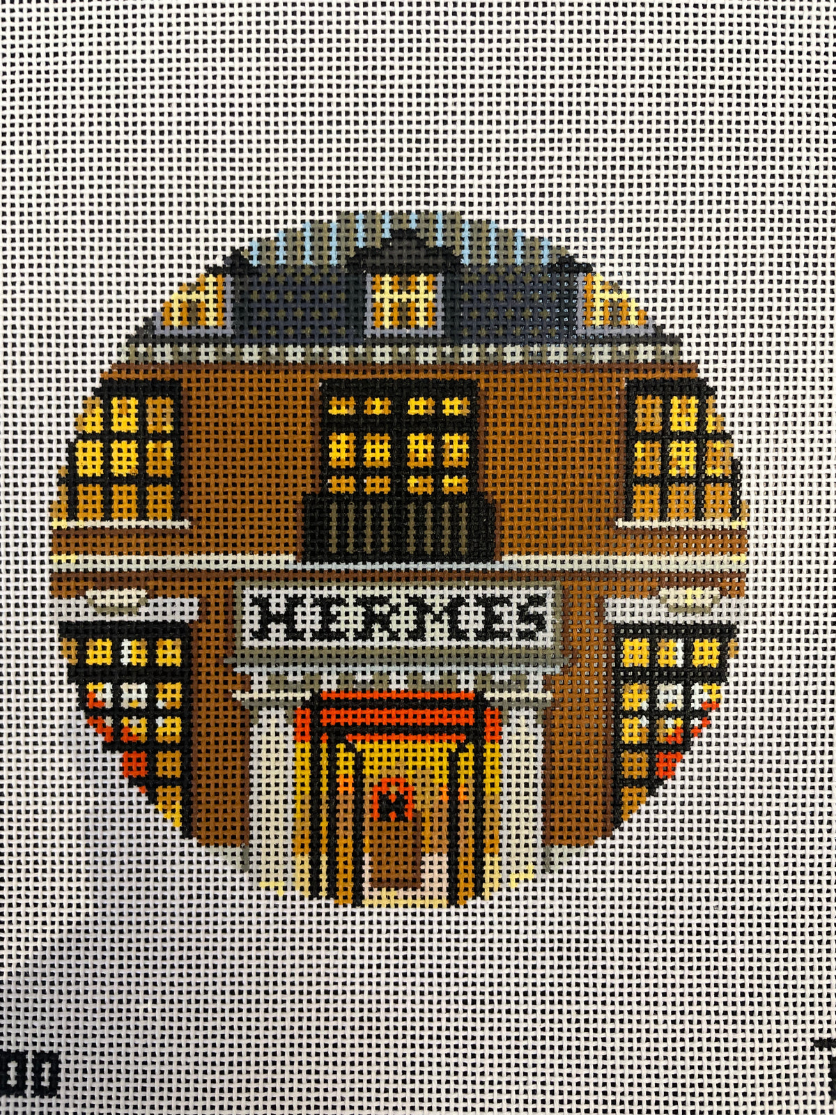 Hermes Storefront Round — Stitching Chicks Needlepoint
