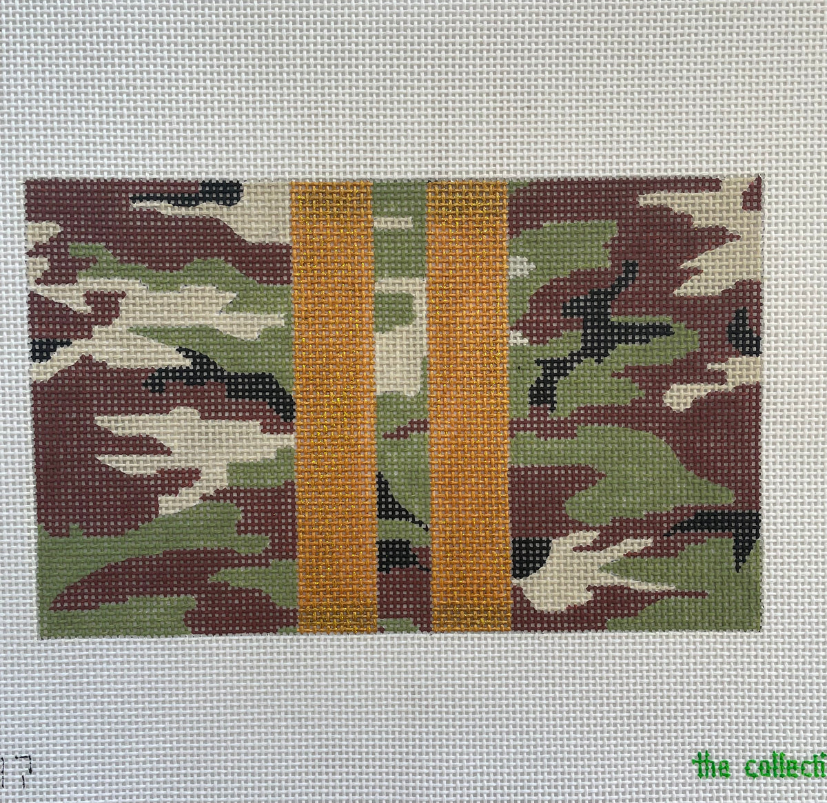 Camo w/Gold — Stitching Chicks Needlepoint