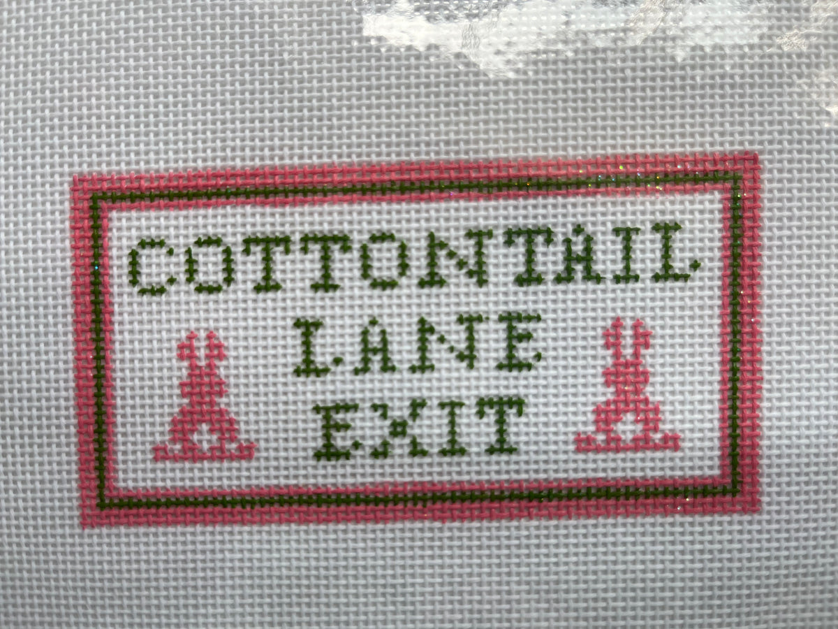 COTTONTAIL LANE EXIT, ORNAMENT — Stitching Chicks Needlepoint
