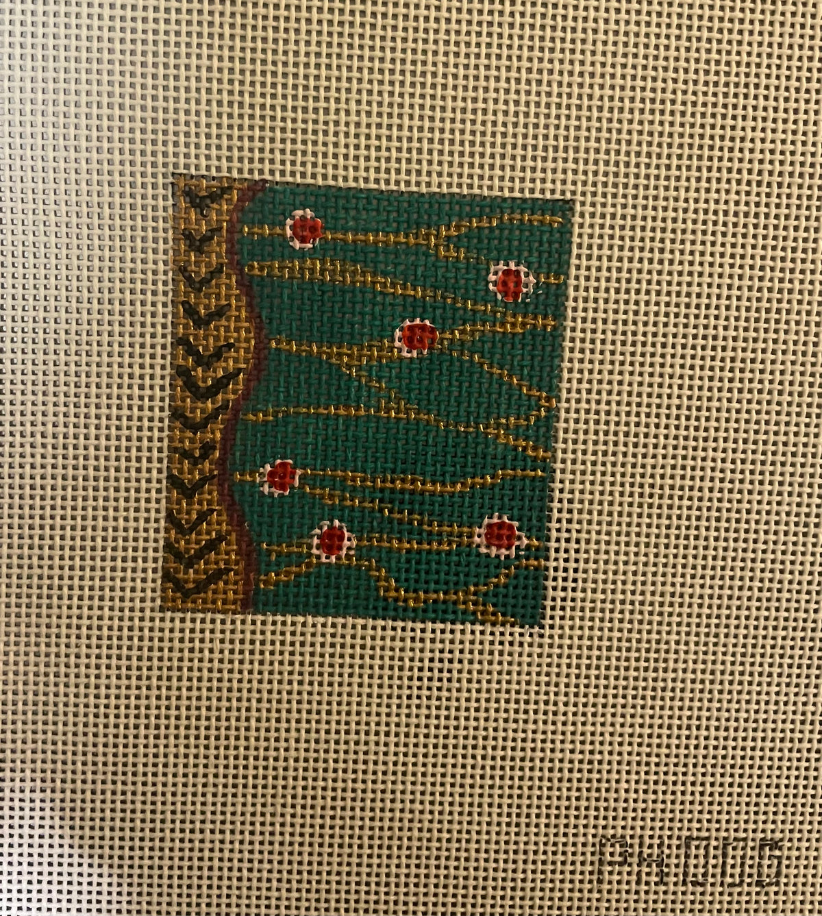 Turquoise and gold cell phone insert — Stitching Chicks Needlepoint