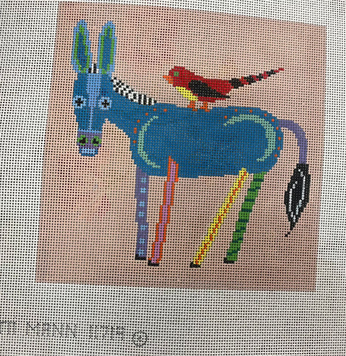 donkey and red Bird — Stitching Chicks Needlepoint