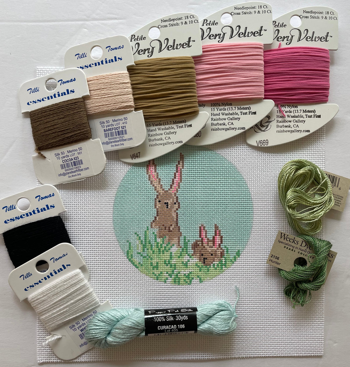 2 Bunnies in Grass Kit — Stitching Chicks Needlepoint