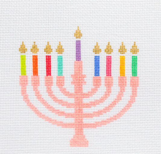 Pink Menorah — Stitching Chicks Needlepoint