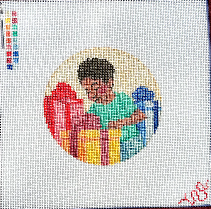 Black Heritage Boy with Presents — Stitching Chicks Needlepoint