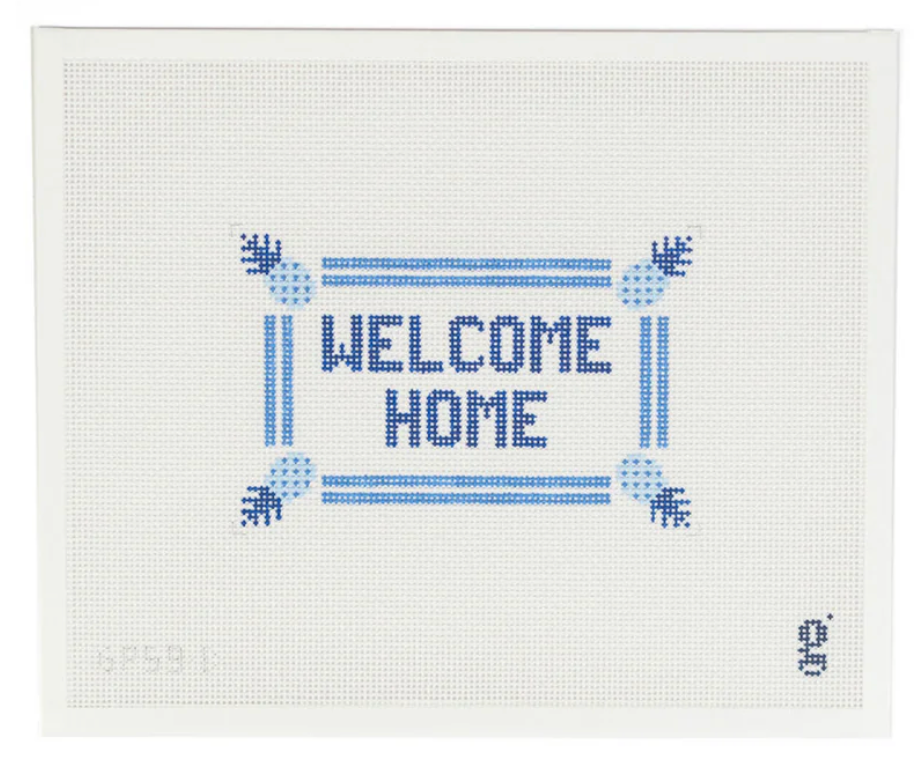 Welcome Home - Blue — Stitching Chicks Needlepoint