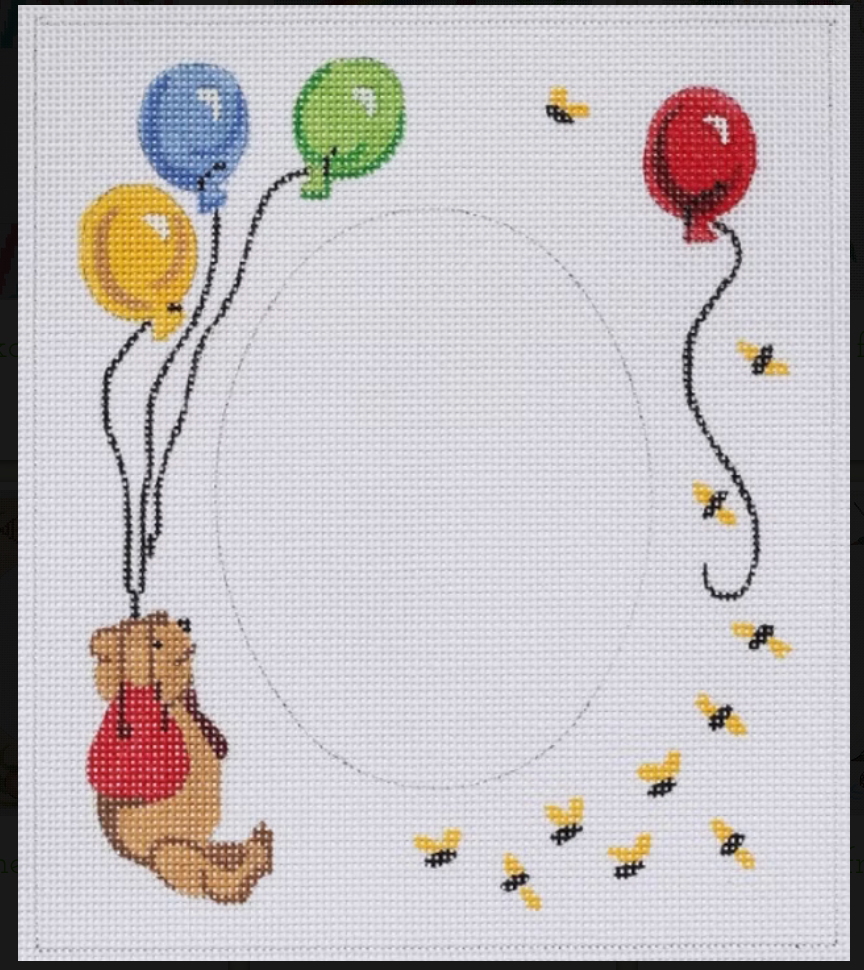 Frame – Winnie the Pooh w/ Balloons & Bees — Stitching Chicks Needlepoint