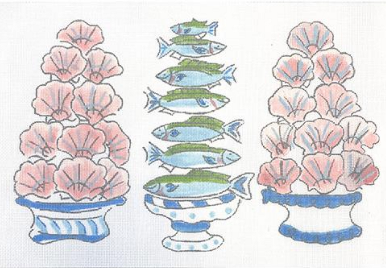 Jilly Walsh Scallops & Bluefish — Stitching Chicks Needlepoint